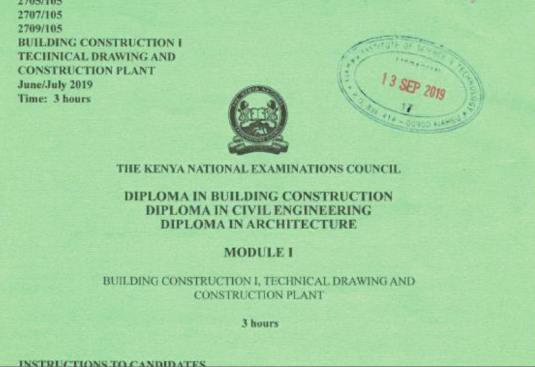 Diploma in building and technology module 3 KNEC past papers » newsspot ...
