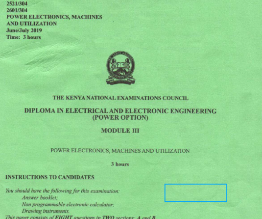 Diploma In Electrical And Electronic Engineering Module 3 KNEC Past ...