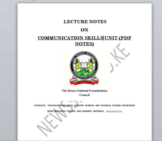 Communication skills notes pdf » newsspot.co.ke