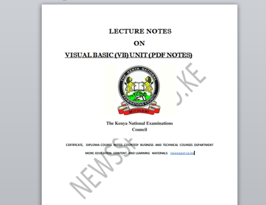 Visual basic notes PDF » newsspot.co.ke