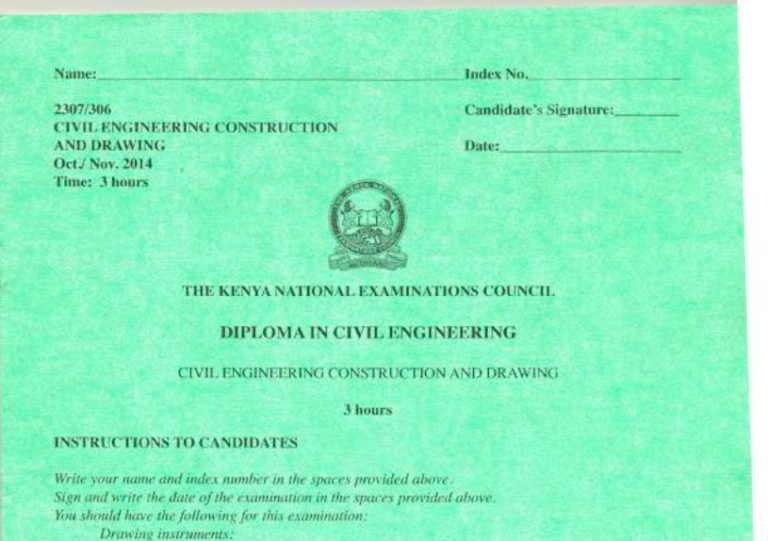 Civil engineering construction and drawing KNEC past papers » newsspot ...