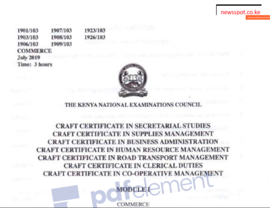 Commerce KNEC past papers latest » newsspot.co.ke