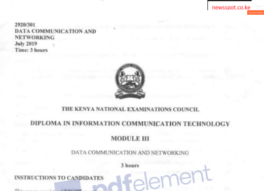 Data communication and networking KNEC past papers » newsspot.co.ke
