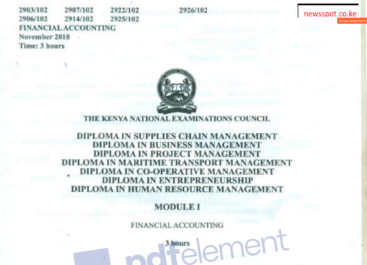 Financial accounting KNEC past papers latest » newsspot.co.ke