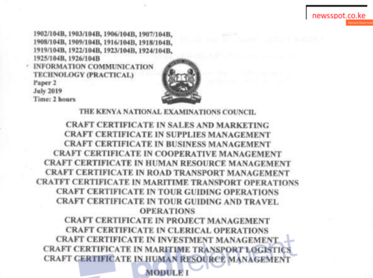 ICT practical certificate module 1 KNEC past papers » newsspot.co.ke