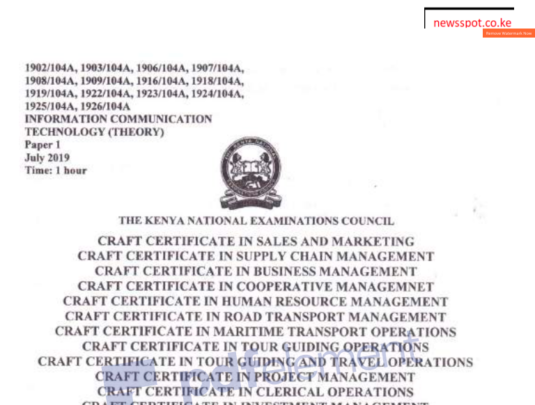 ICT theory certificate module 1 KNEC past papers » newsspot.co.ke