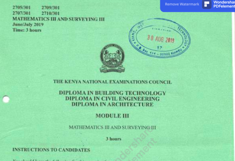 Mathematics 3 and surveying 3 KNEC past papers » newsspot.co.ke
