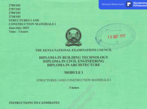 Structures 1 and construction materials 1 KNEC past papers » newsspot.co.ke