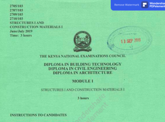 Structures 1 and construction materials 1 KNEC past papers » newsspot.co.ke