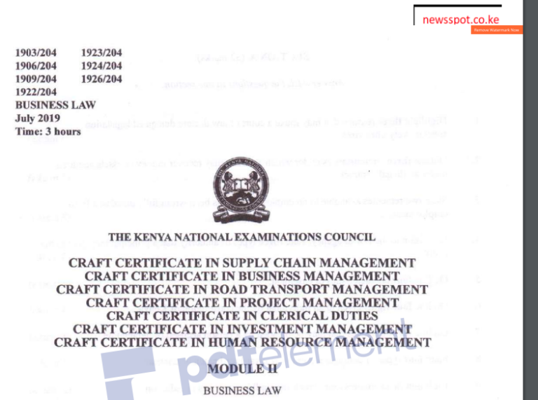 Business law certificate KNEC past papers » newsspot.co.ke