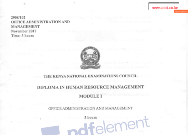 Office administration and management KNEC past papers » newsspot.co.ke