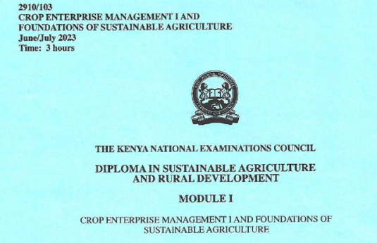 Diploma in sustainable agriculture and rural development module 2 KNEC ...